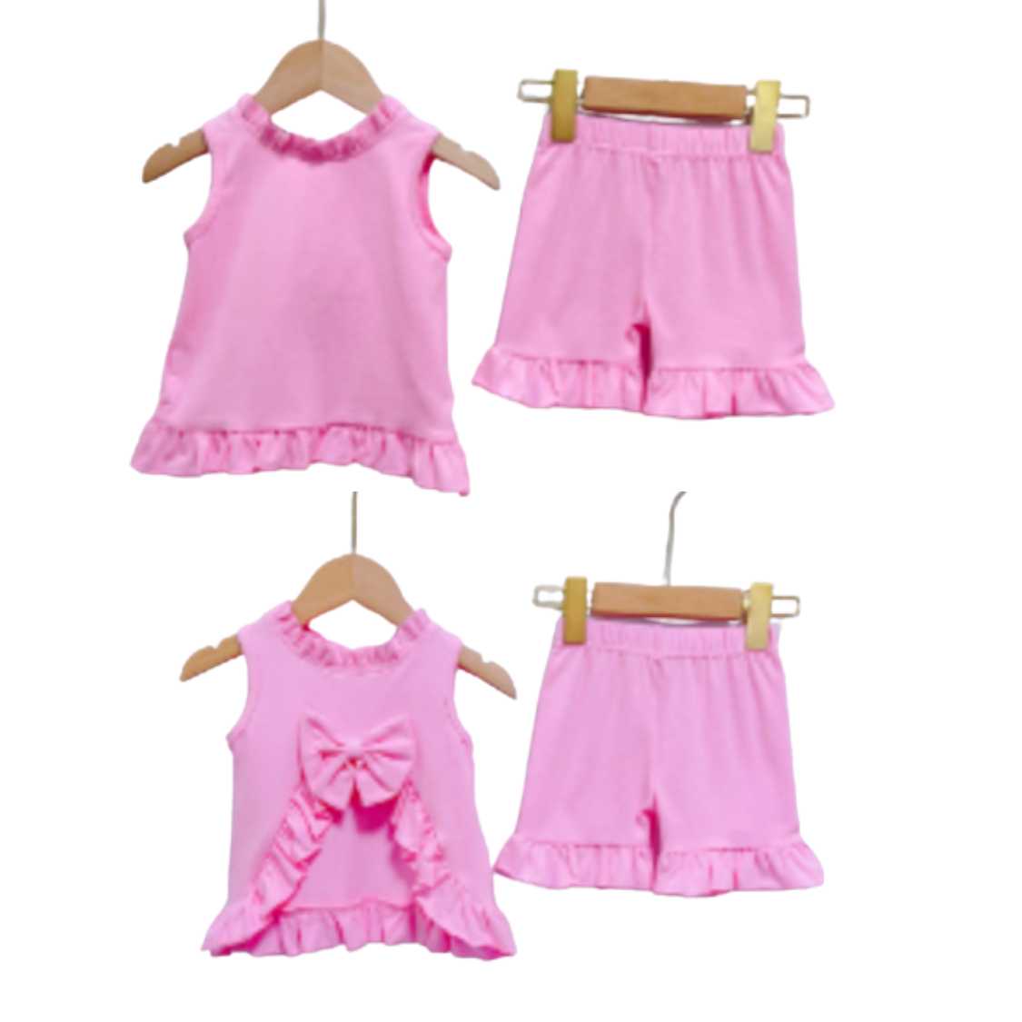 Girls Open Back Ruffle Bow Short Set – Pink Poodle Designz